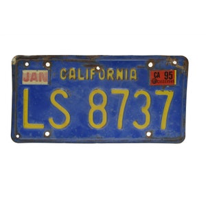 California License Plate Blue Yellow LS 8737 - Etsy
