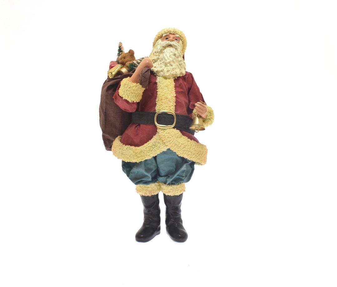Fabric Mache Santa Claus Figurine Holding Toys and A Bell 10" - Etsy