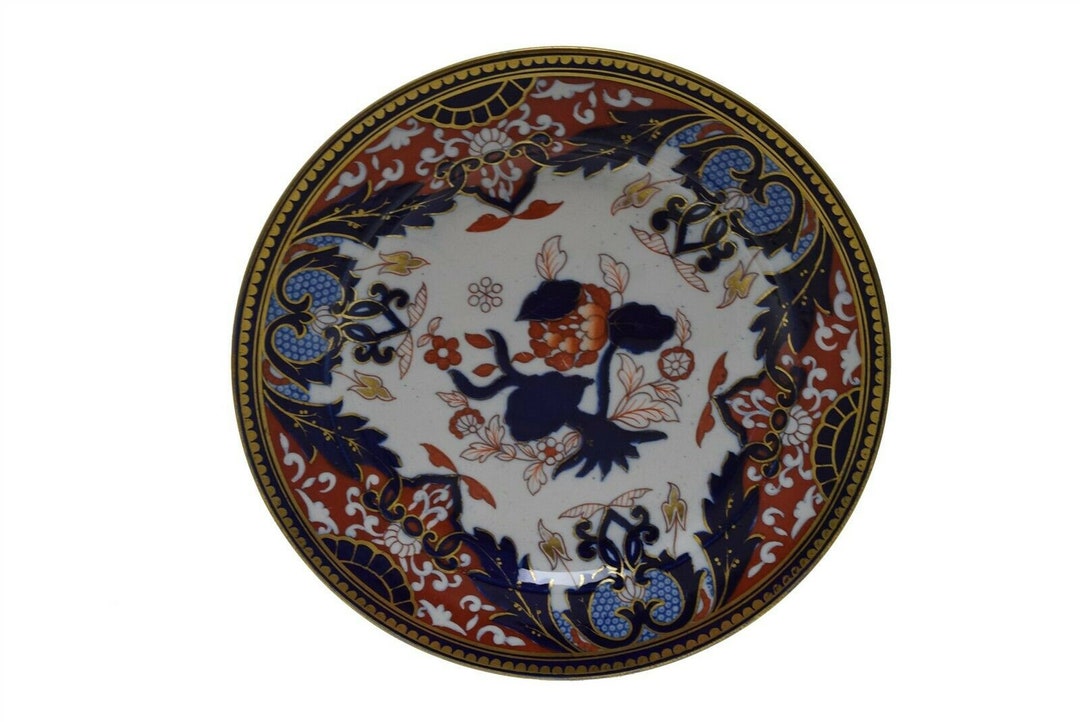 Antique Ashworth Bros Ironstone Cobalt Blue Rust Gold 10.25" Dinner ...