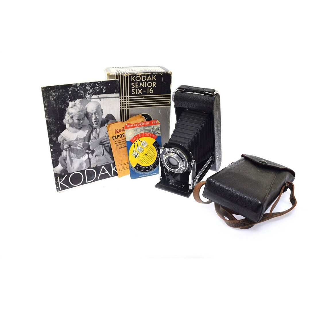 Vintage Kodak Brownie Senior Six-16 Camera Leather Case Box Paperwork ...