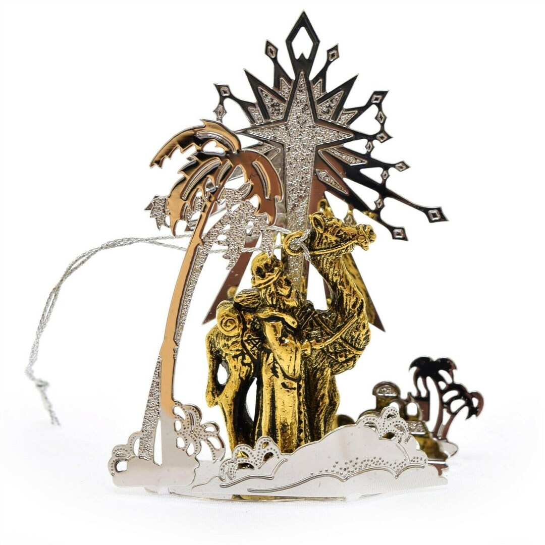 Danbury Mint Ornament Winter Wonderland Gold Silver Star Wiseman Camel ...