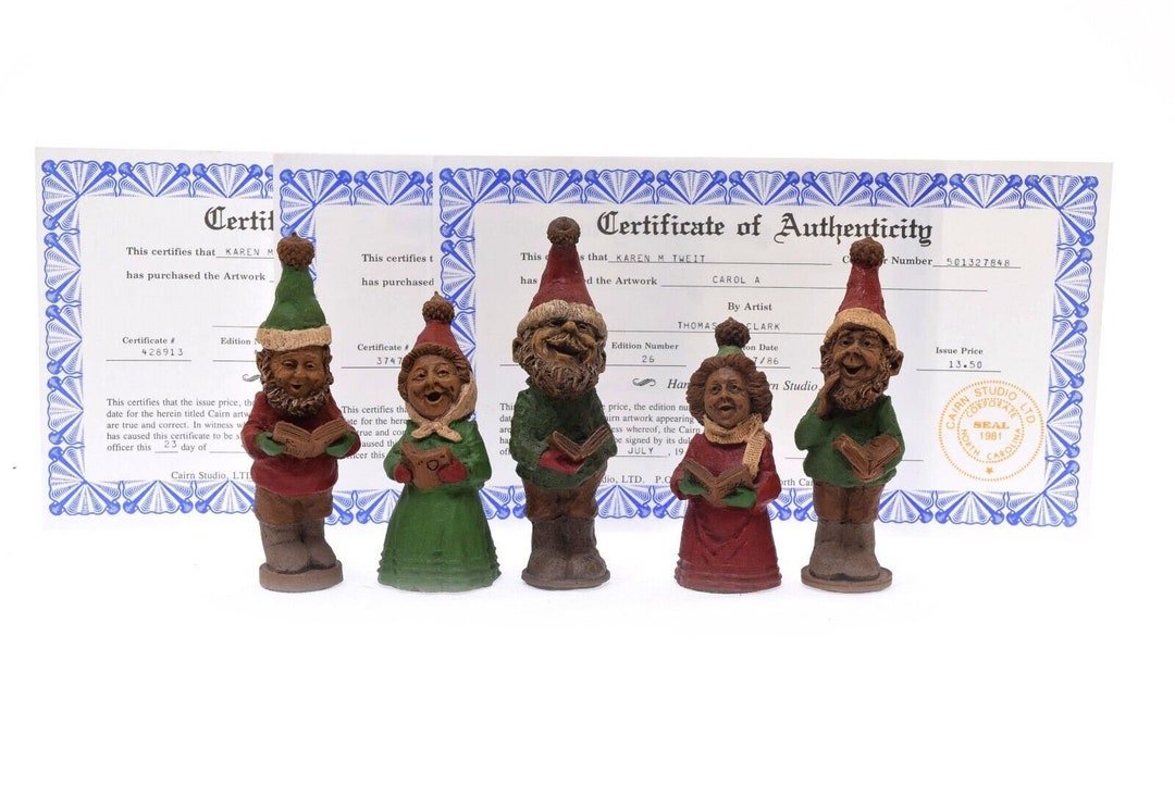 Vintage Tom Clark Lot of 5 Gnomes C A R O L Christmas Carolers Holiday ...