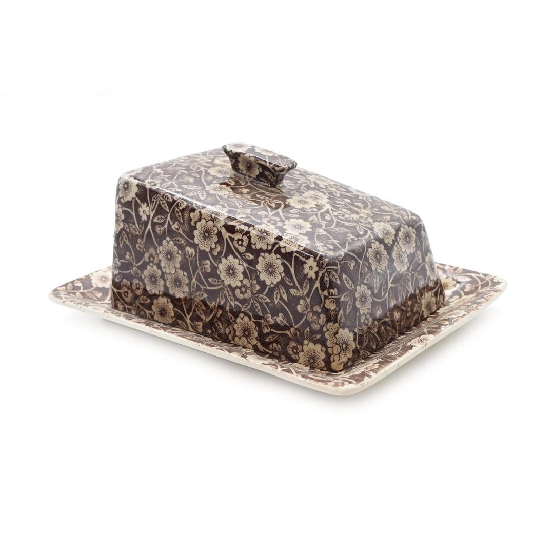 Calico Brown by Staffordshire Calico Cheese Dish With Lid (wedge) - Etsy