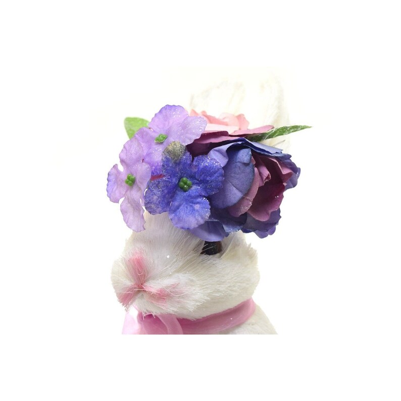 Pier 1 Sisal Straw Girl Bunny Rabbit Figurine 10" Flowers Butterfly ...
