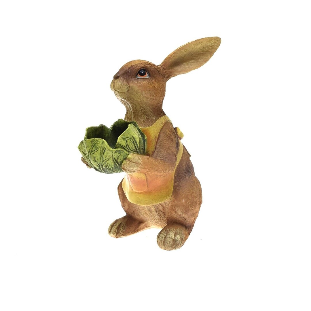 Bunny Rabbit Figurine Holding Cabbage 7" Easter Spring Resin - Etsy