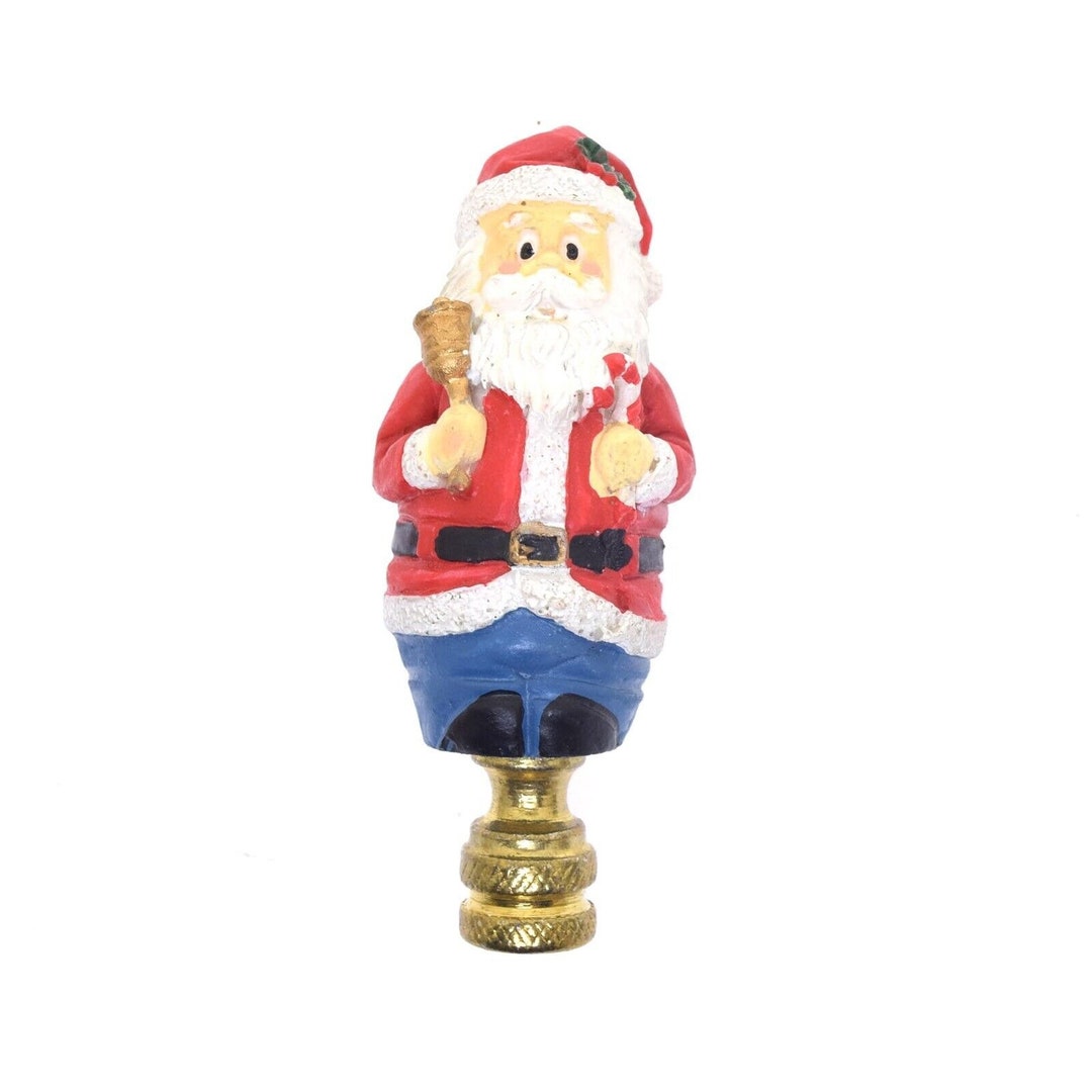 Santa Claus W/ Bell & Candy Cane Lamp Finial 3 1/8" - Etsy