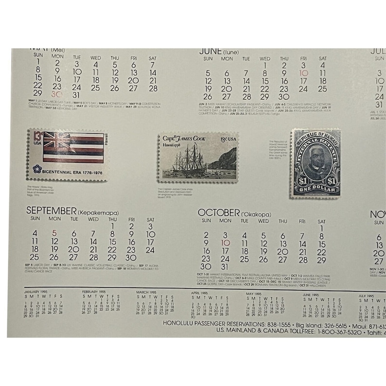 Vintage 1994 Hawaiian Airlines Complete Wall Travel Calendar - Etsy