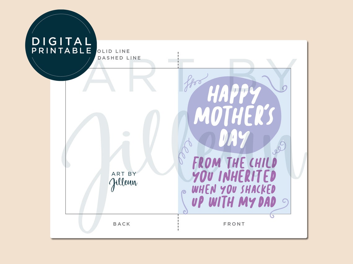 DIGITAL Step Mom Mothers Day Card, Bonus Mom Card, Funny Step Mom Card ...