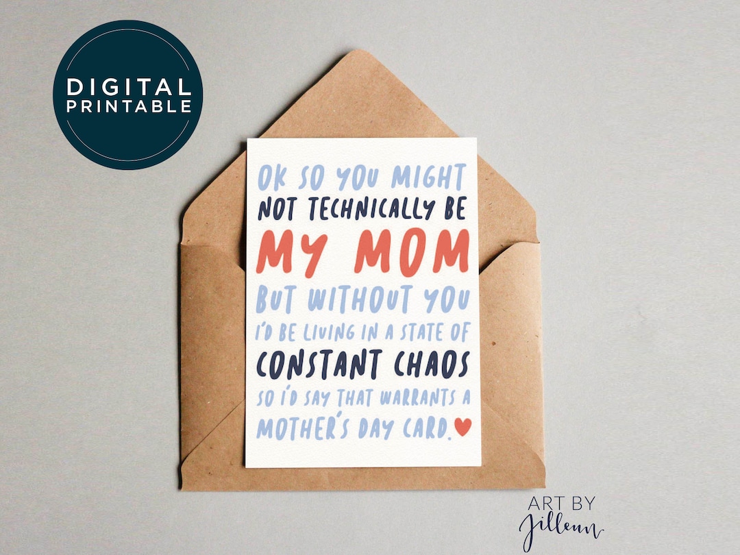 DIGITAL Second Mom Mother's Day Card, Mother's Day Card for Step Mom ...