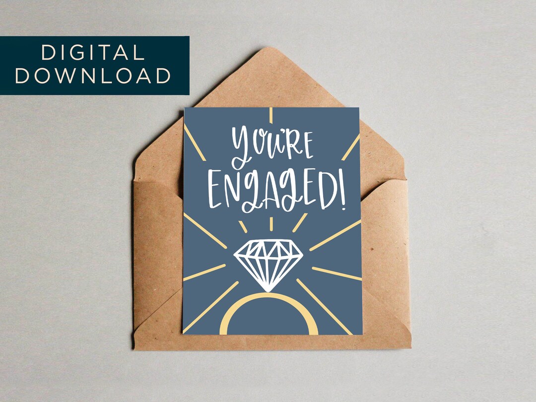DIGITAL You're Engaged Card, Engagement Ring Card, Card for Bride ...