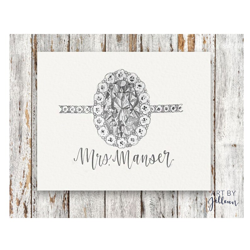 CUSTOM Engagement Ring Portrait Wedding Ring Painting | Etsy