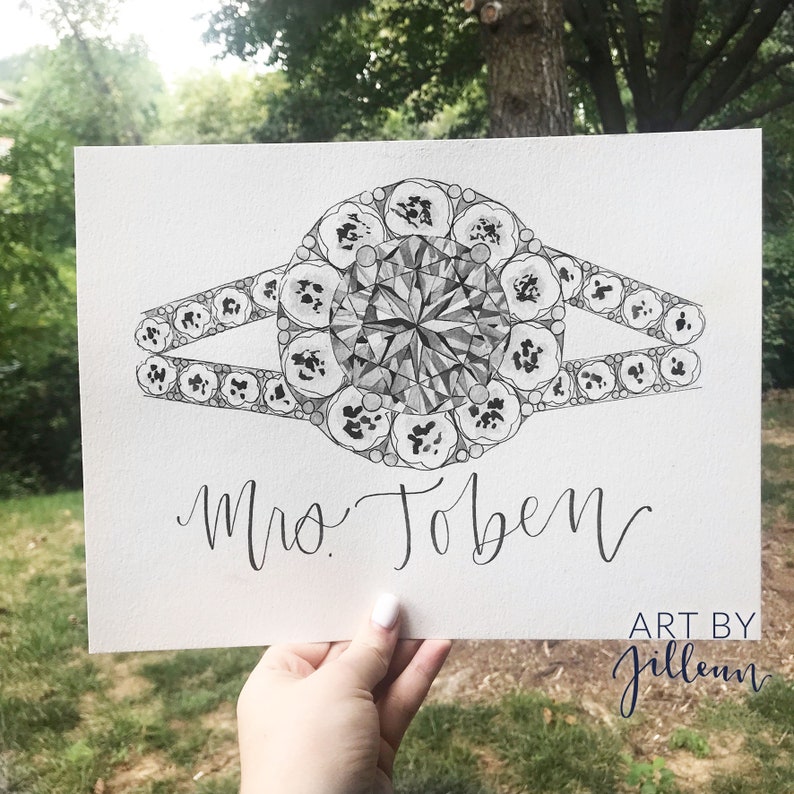 CUSTOM Engagement Ring Portrait Wedding Ring Painting | Etsy