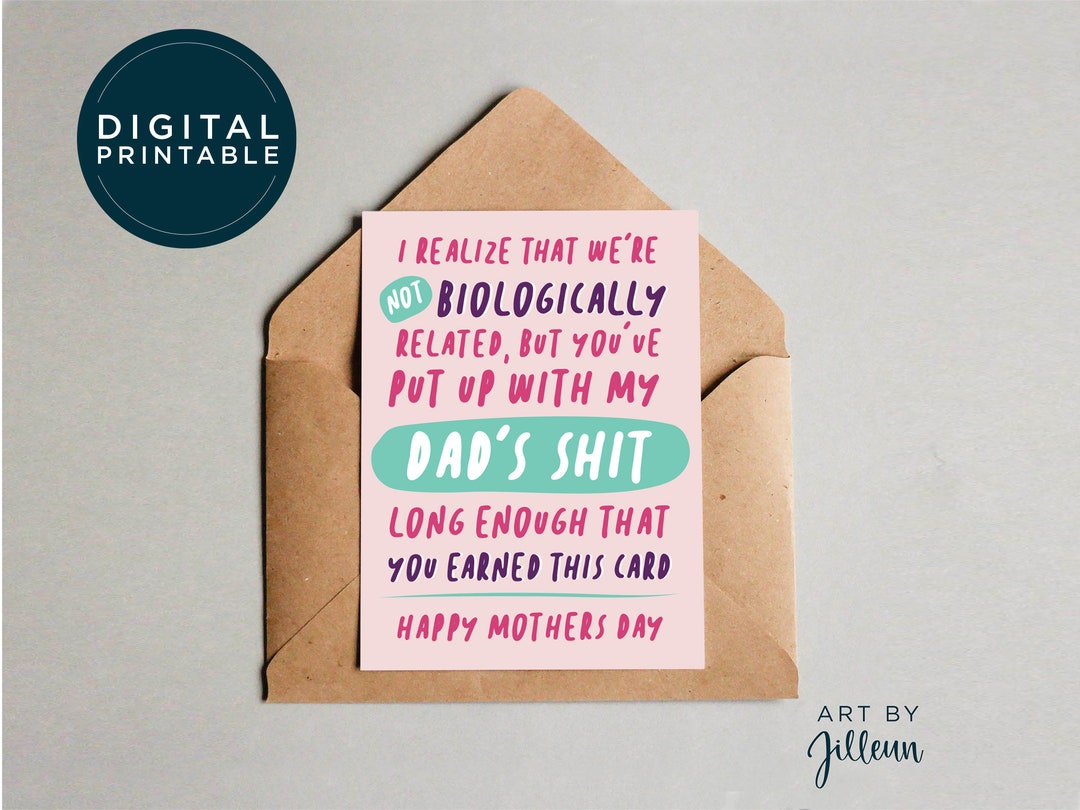 Digital Step Mom Mothers Day Card Mothers Day Funny Card Humor Card