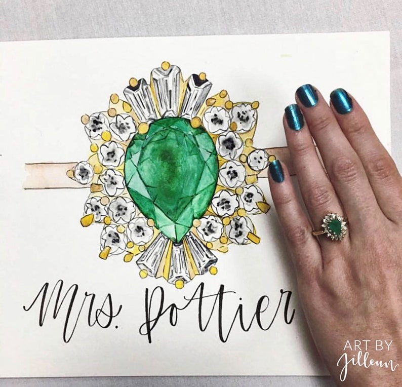 CUSTOM Engagement Ring Portrait Wedding Ring Painting | Etsy