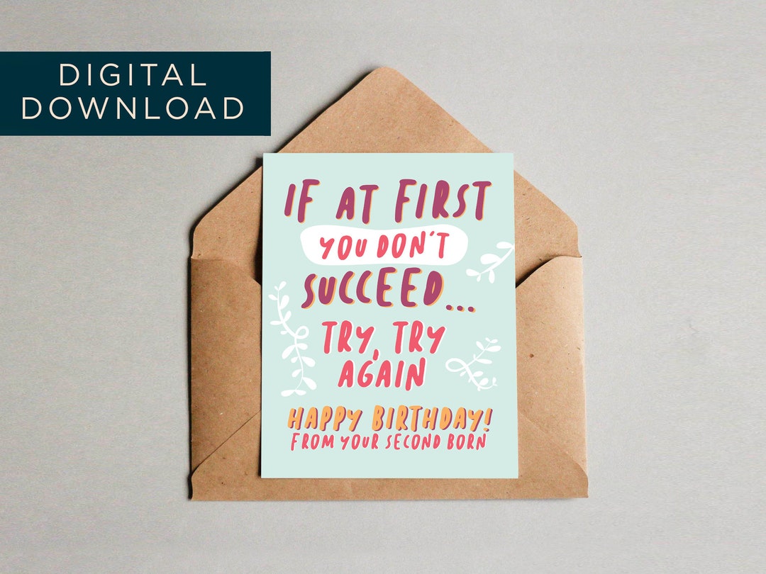 DIGITAL, Birthday Card From Middle Child, Humor Card for Dad or Mom ...