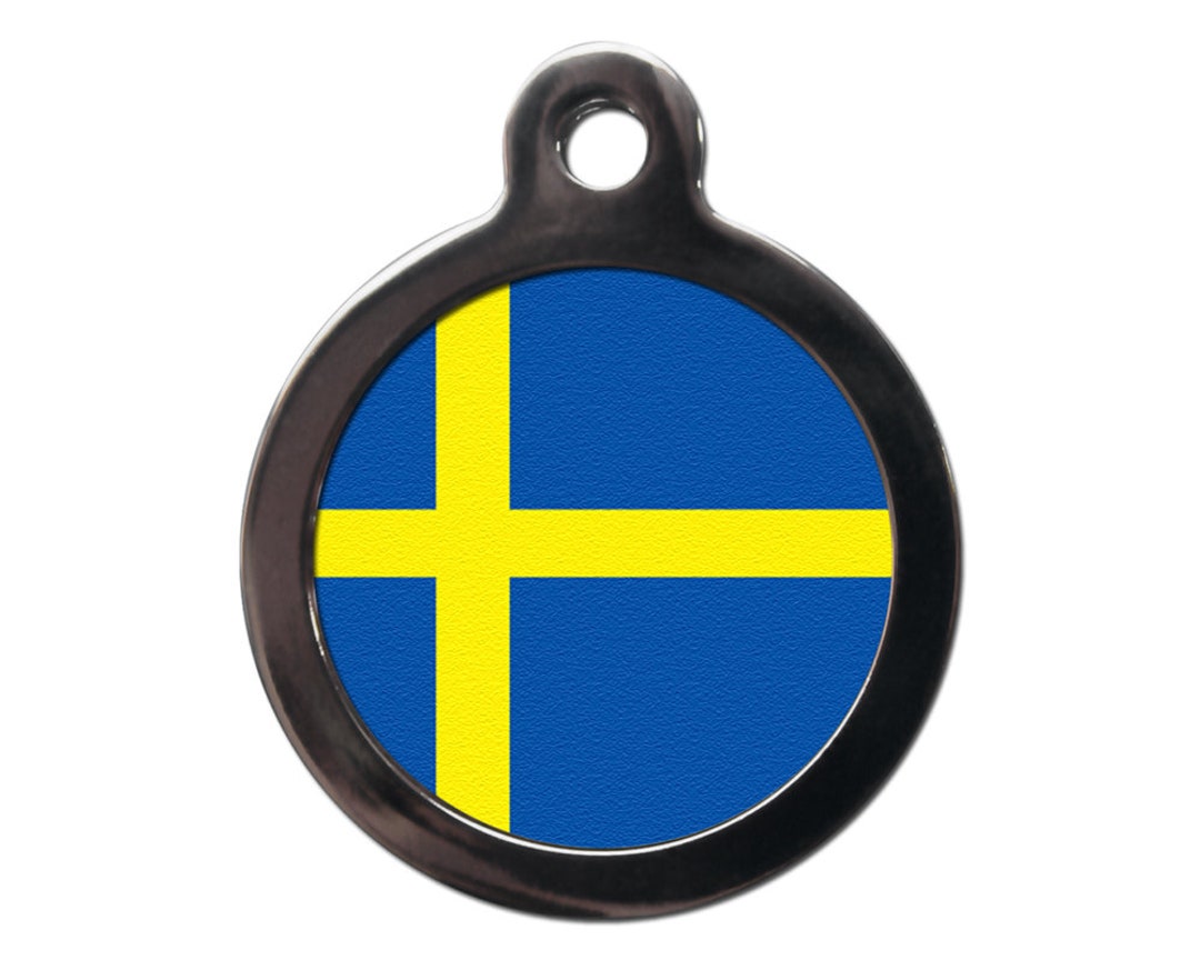 Flag of Sweden Pet Tag Swedish Flag ID Tags Custom Dog Cat Tags FREE ...