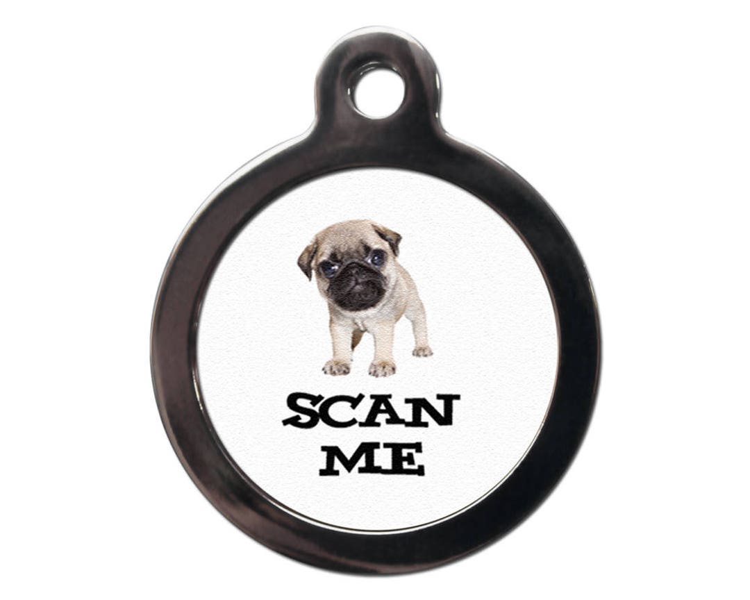 Pug Scan Me Pet ID Tag Dog Cat Identity Tags Personalised - Etsy