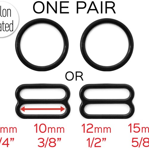 Set of 2 Rings OR 2 Sliders Bra Strap Sliders in Black for | Etsy