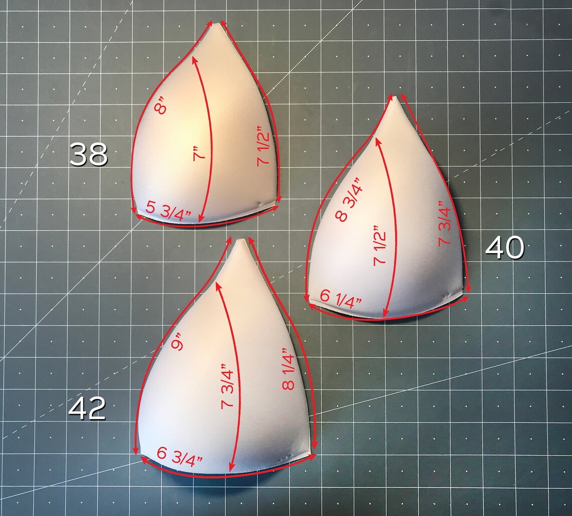 Molded Bra Cups Long Triangular Shaped Inserts or Sewn in - Etsy