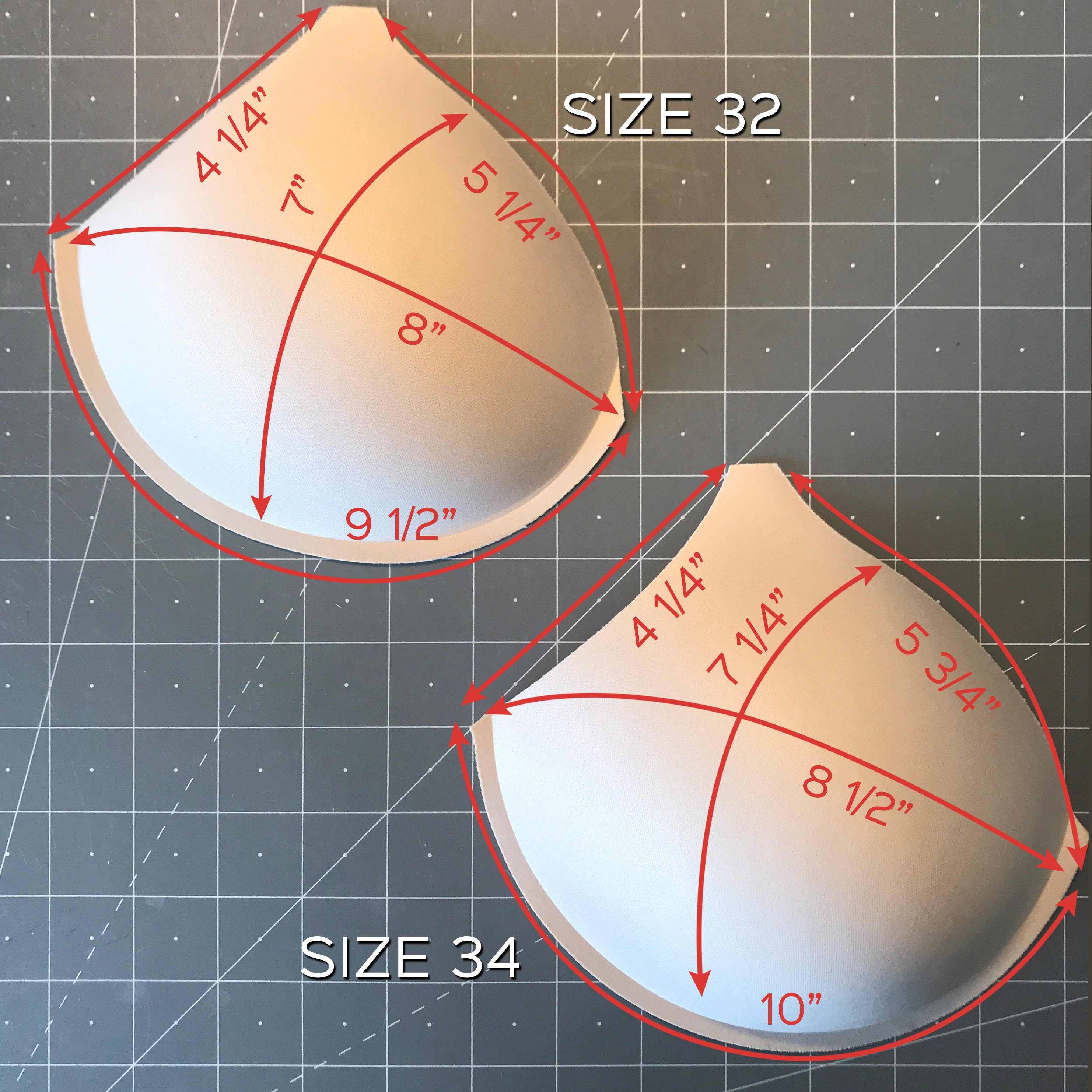 Thin Padding Full Cover Bra Cups With Seam - Sizes 32-38 - Etsy