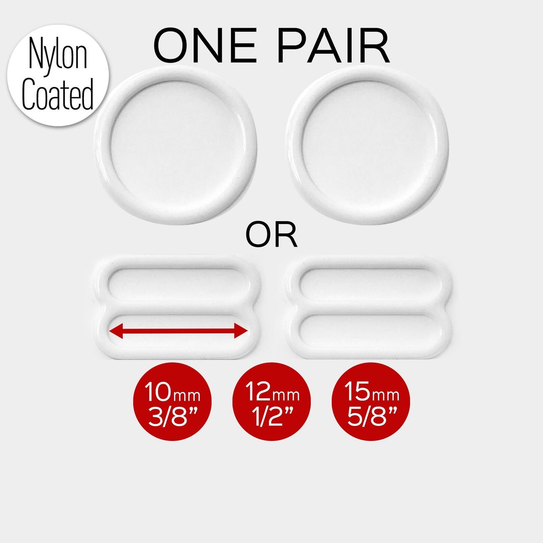 Set of 2 Rings OR 2 Sliders Bra Strap Sliders in White for Swimwear or ...