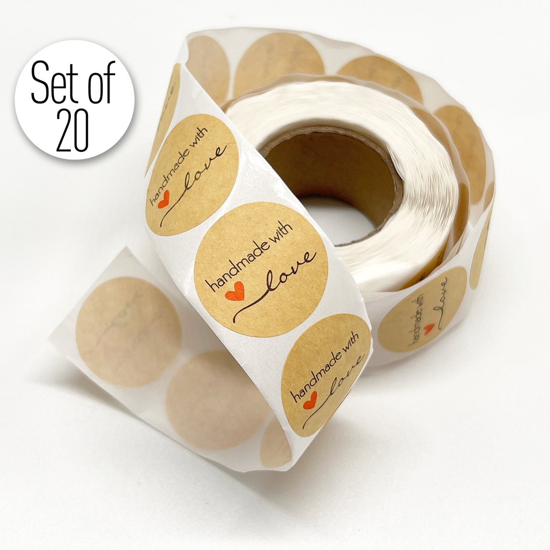 1" Circle Stickers Handmade With Love - Set of 20 - Etsy