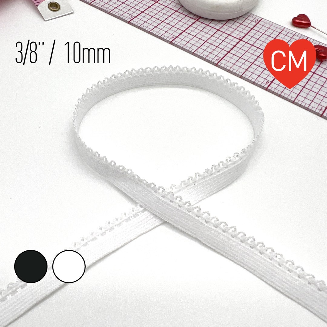 3/8" (10mm) Soft Picot Elastic for Bra Necklines and Leg Openings- 2 ...