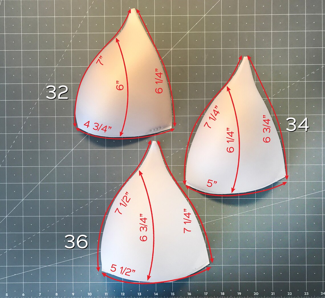 Molded Bra Cups Long Triangular Shaped Inserts or Sewn in - Etsy