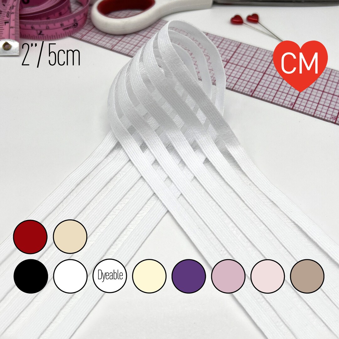 2" (5cm) Flat Elastic With Sheer Stripes. Stretch Trim for Bra ...
