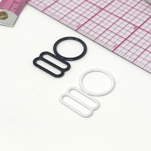 Set of 2 Rings OR 2 Sliders Bra Strap Sliders in Black for Swimwear or ...