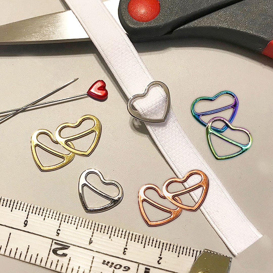 3/8"-10mm, 1/2"-12mm, 5/8"-15mm Metal Heart-shaped Bra Strap Sliders ...
