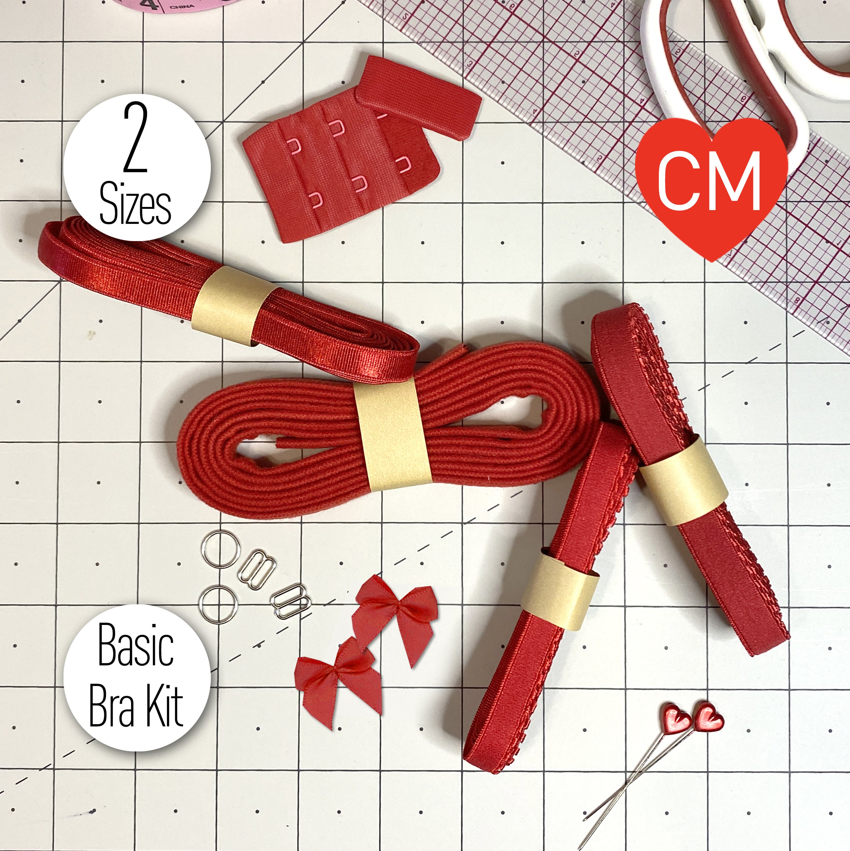 Basic Bra or Bralette Making Kit in Regal Red- 3/8" (10mm) or 1/2 ...