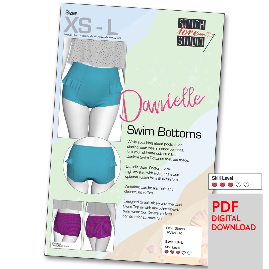 Downloadable PDF danielle Swim Bottoms Sewing Pattern Sizes XS-L - Etsy