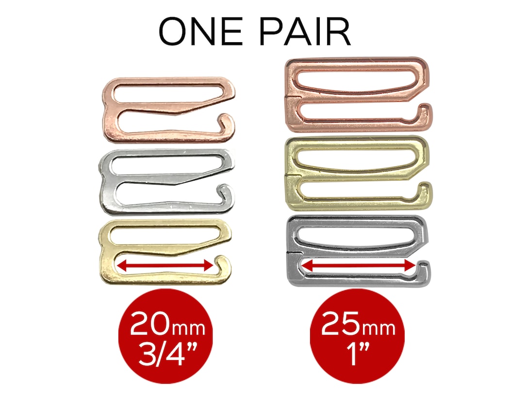 3/4"(20mm) or 1" (25mm) Bra Strap Slider Hooks in Silver, Gold or Rose ...