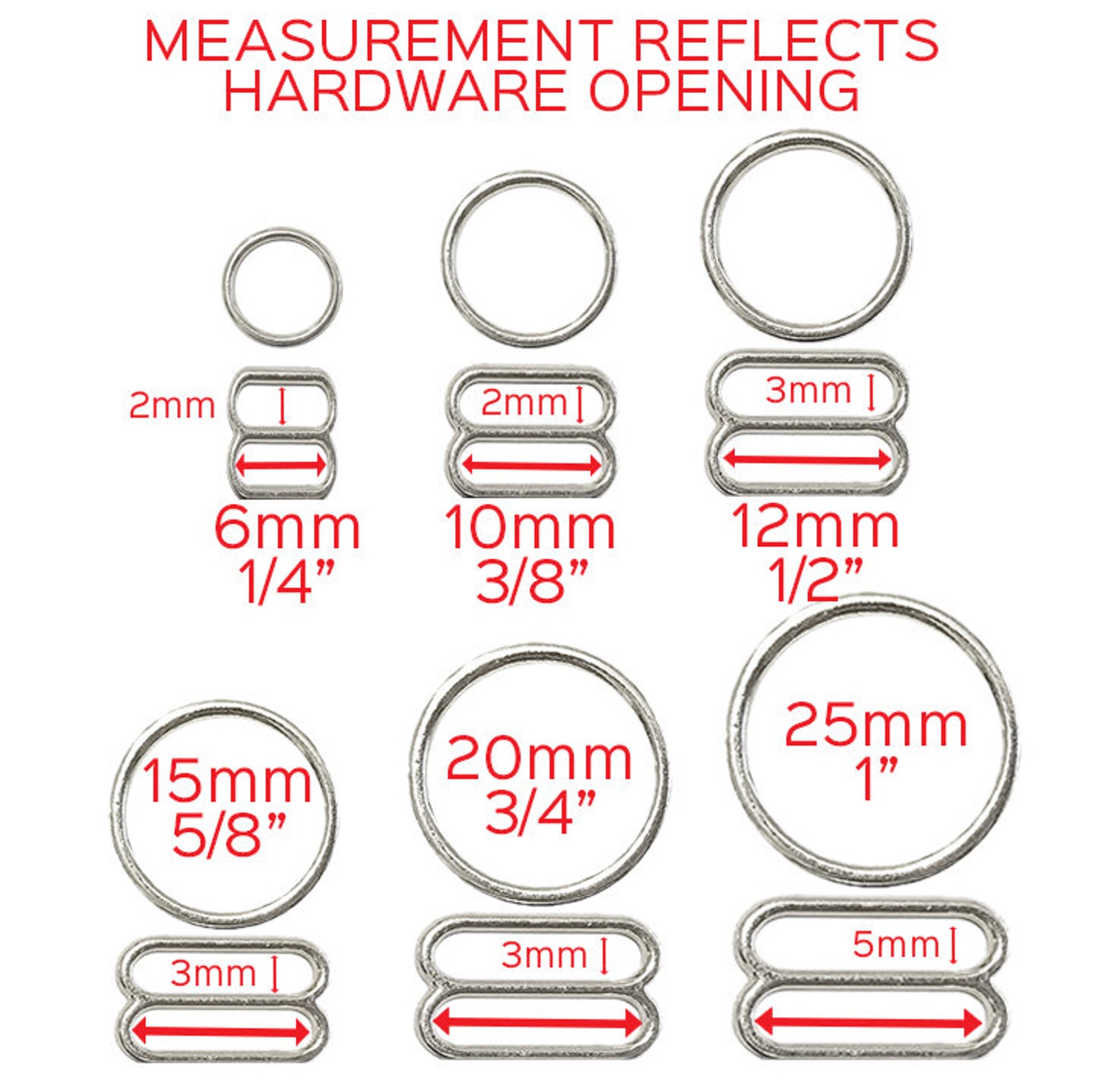 Set of 2 Rings OR 2 Sliders in Rose Gold for Swimwear or Bra Making 1/4 ...