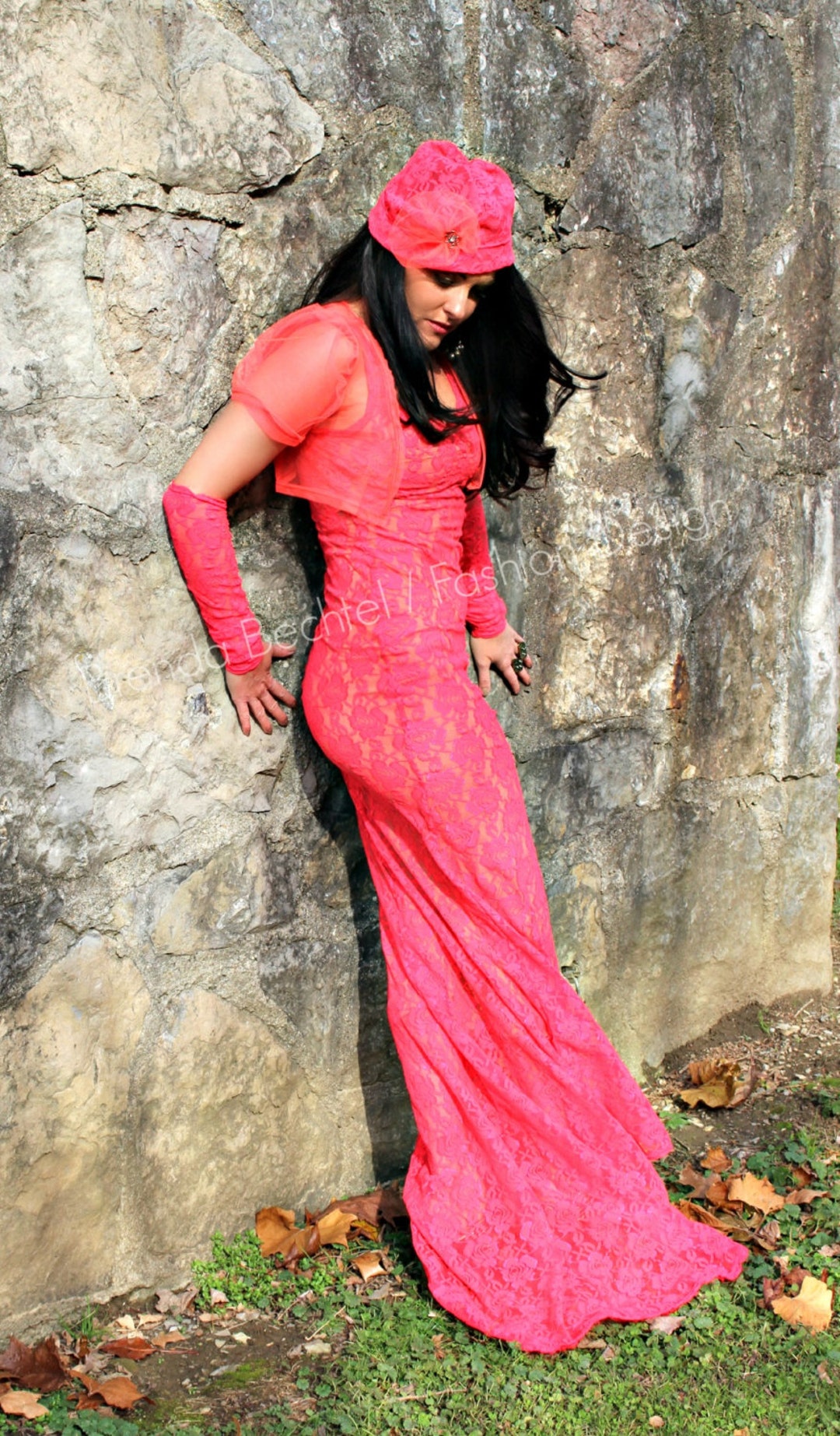 Lace Dress Steampunk Gown Neon Couture Handmade Ensemble. - Etsy