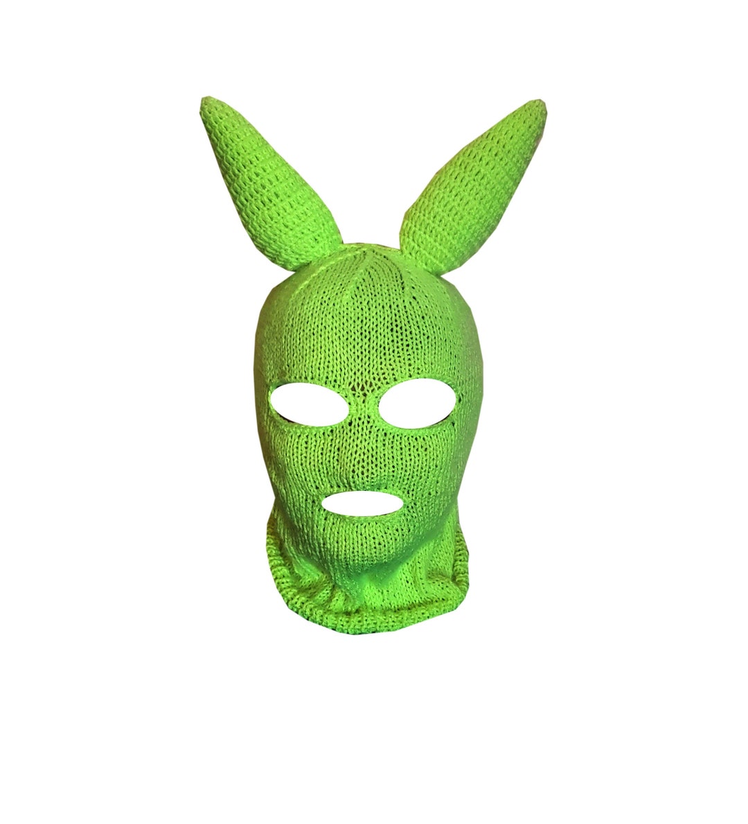 Bunny Neon Yellow Ski Mask Balaclava for Woman Handmade 3 Hole ...