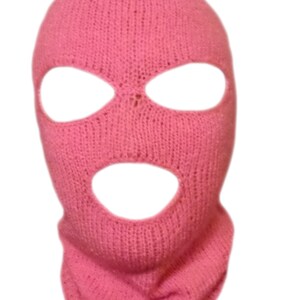 Pink Ski Mask Balaclava for Woman Handmade 3 Hole Halloween Outfit ...