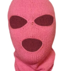 Pink Ski Mask Balaclava for Woman Handmade 3 Hole Halloween Outfit ...