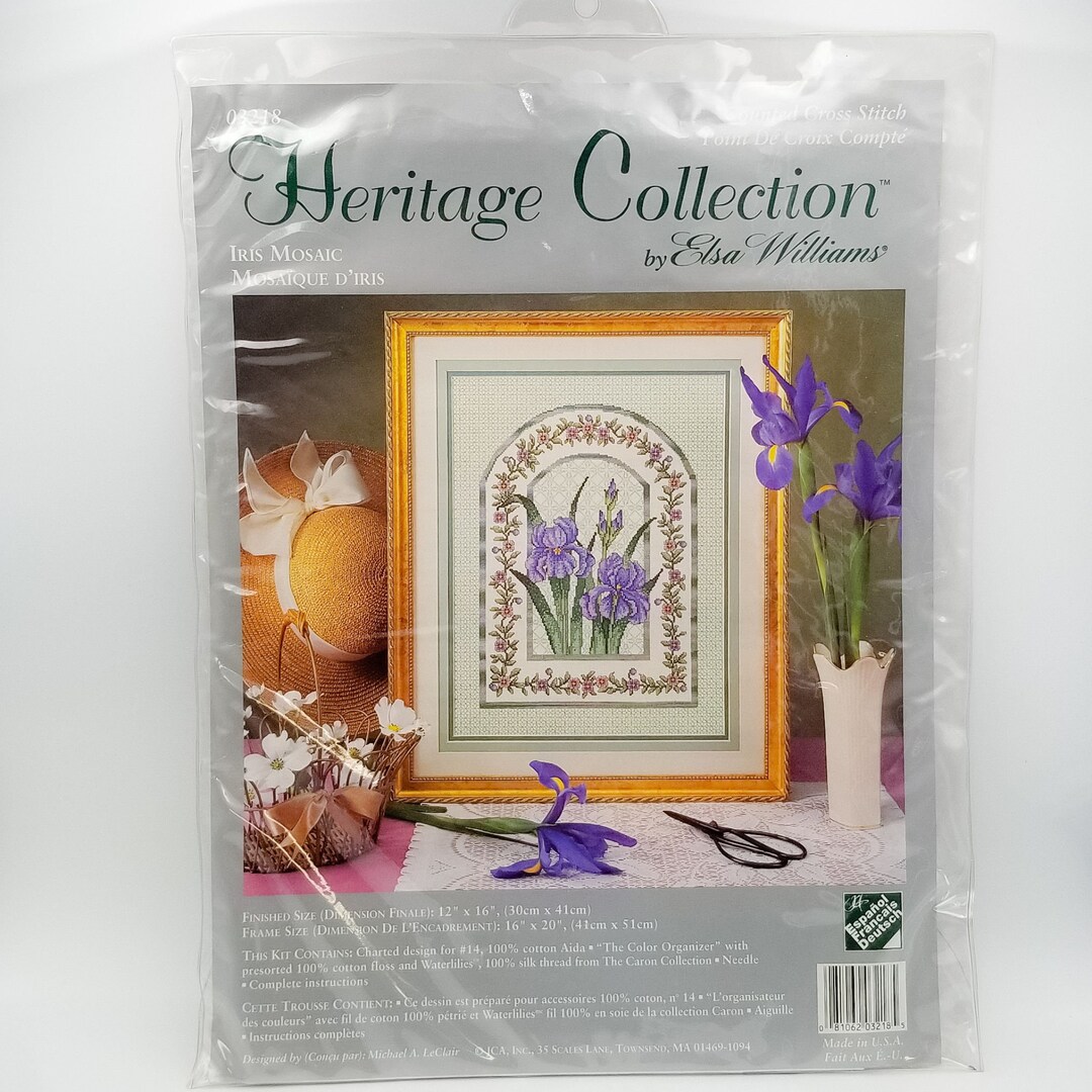 Iris Mosaic Counted Cross Stitch Elsa Williams Kit, 14ct, JCA ...