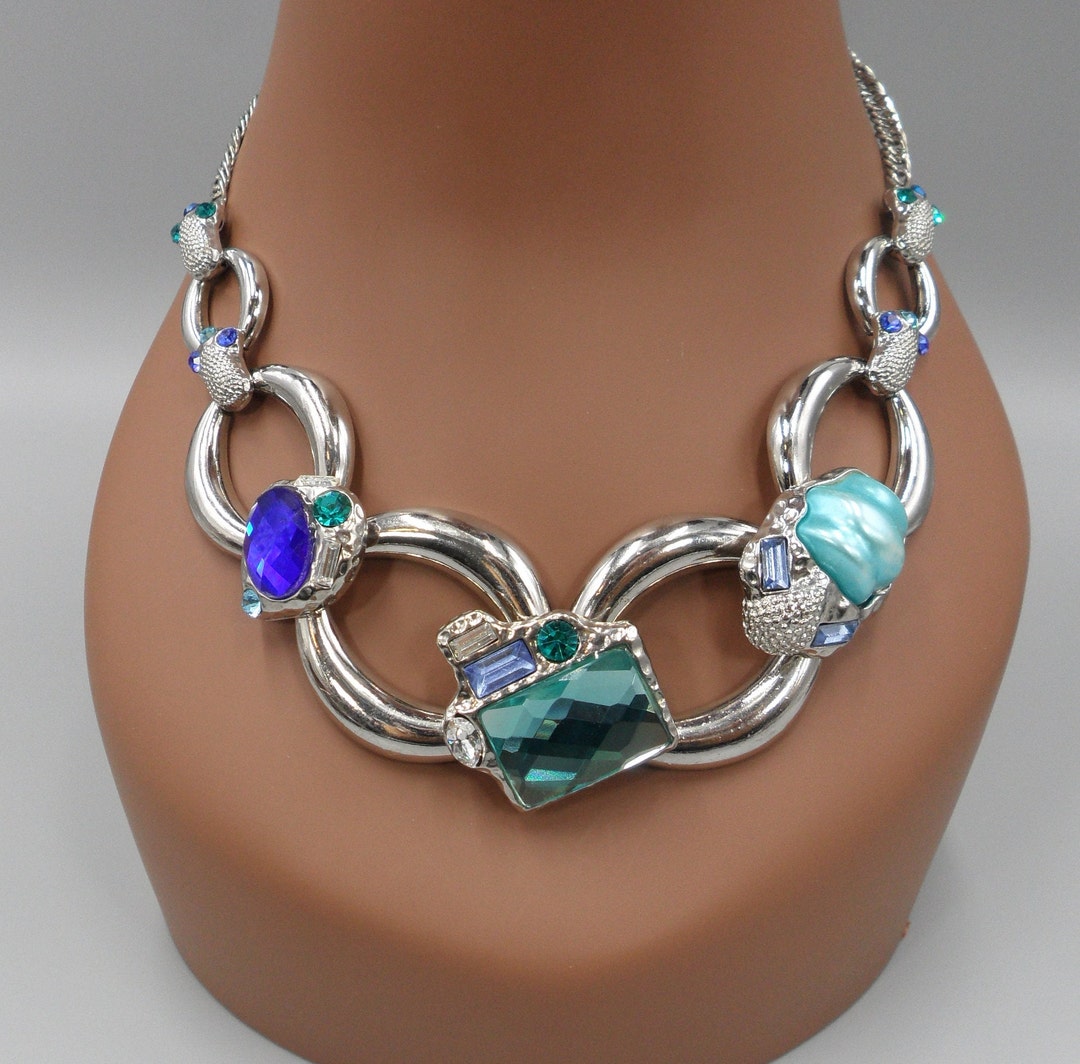 Vintage Nature Photography Bib Necklace Baguette Rhinestone Camera ...