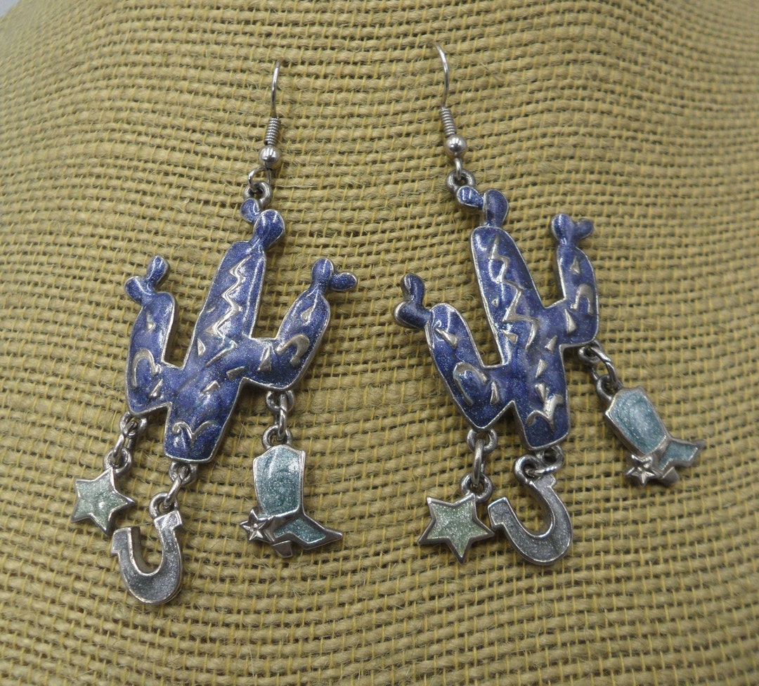 Edgar Berebi Signed Saguaro Earrings Kitschy Purple Cactus South ...