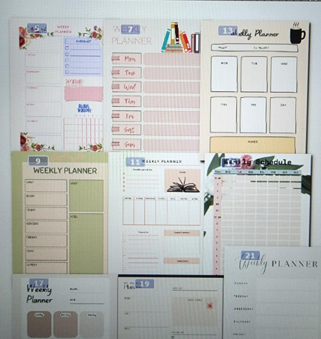 Digital Weekly Planner Pages (10) Undated - Etsy