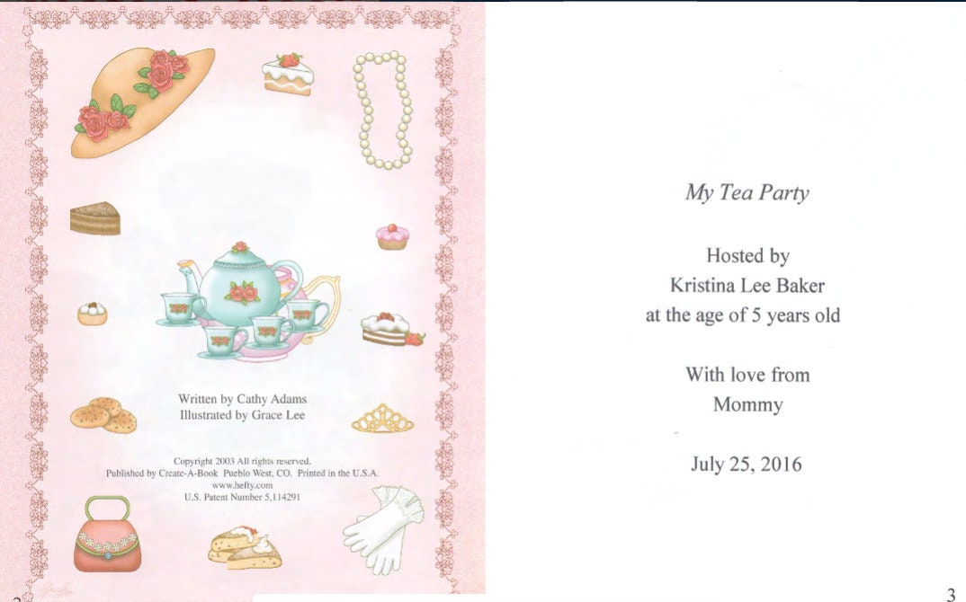 Personalized Children's Book My Tea Party - Etsy