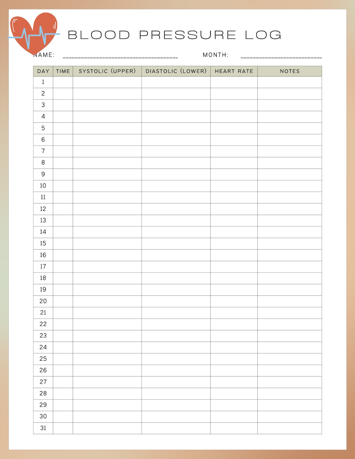 Blood Pressure Track Sheets Charts (2) Digital List Tracking List - Etsy