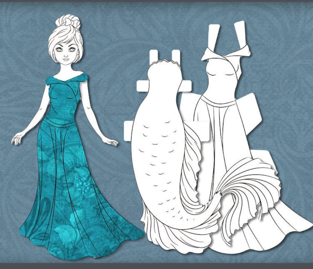 Digital Paper Doll Coloring Pages PDF Princess Paper Doll Paper Doll ...