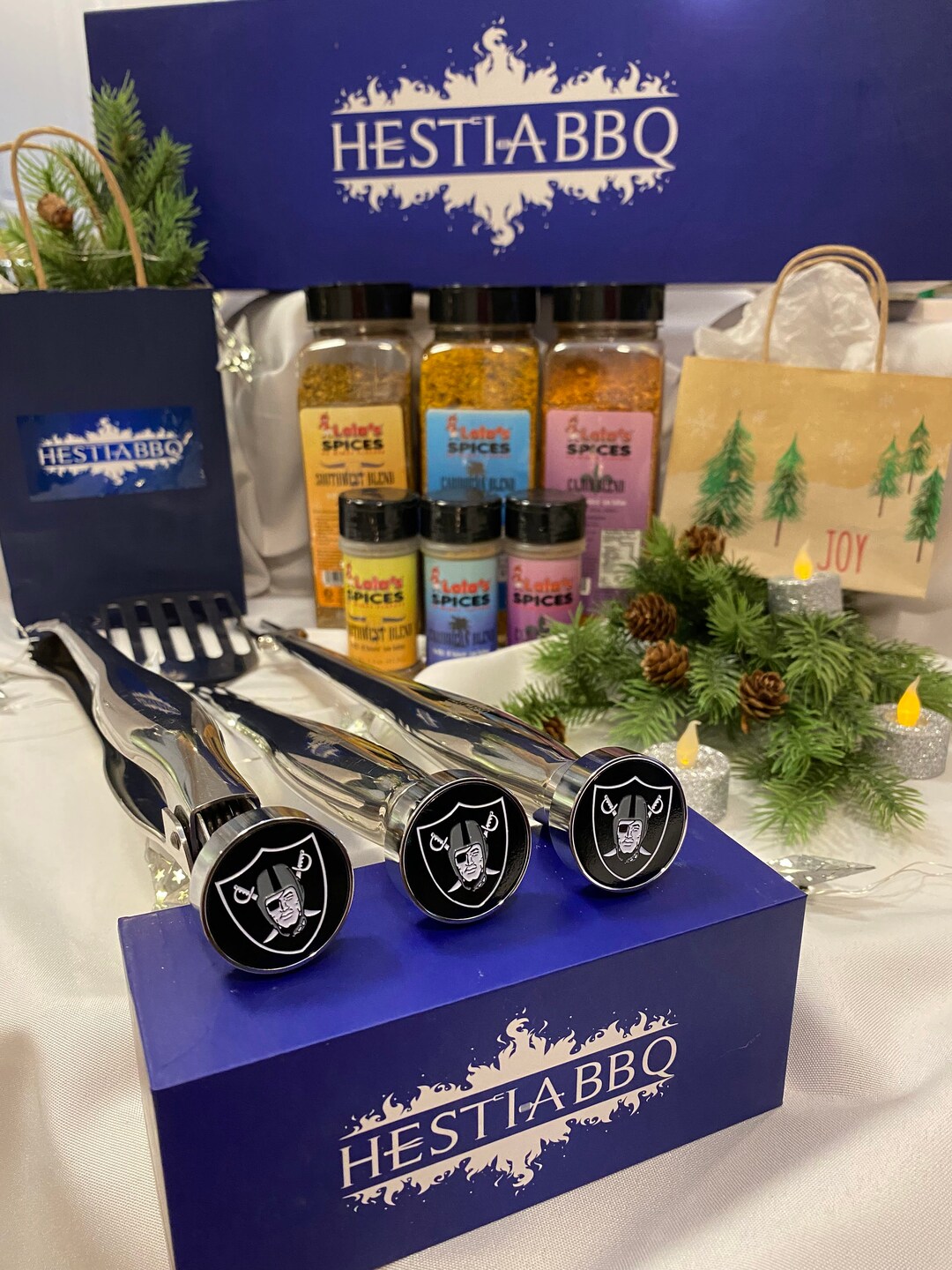 Raiders BBQ Tools by Hestiabbq Custom Set - Etsy