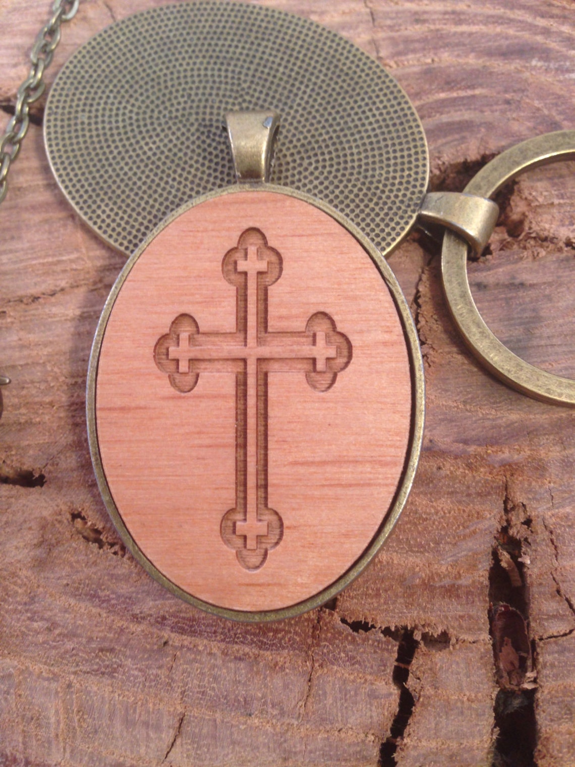 Cruz cruz CHRISTIAN collar joyería colgante es cabujón grabado - Etsy ...