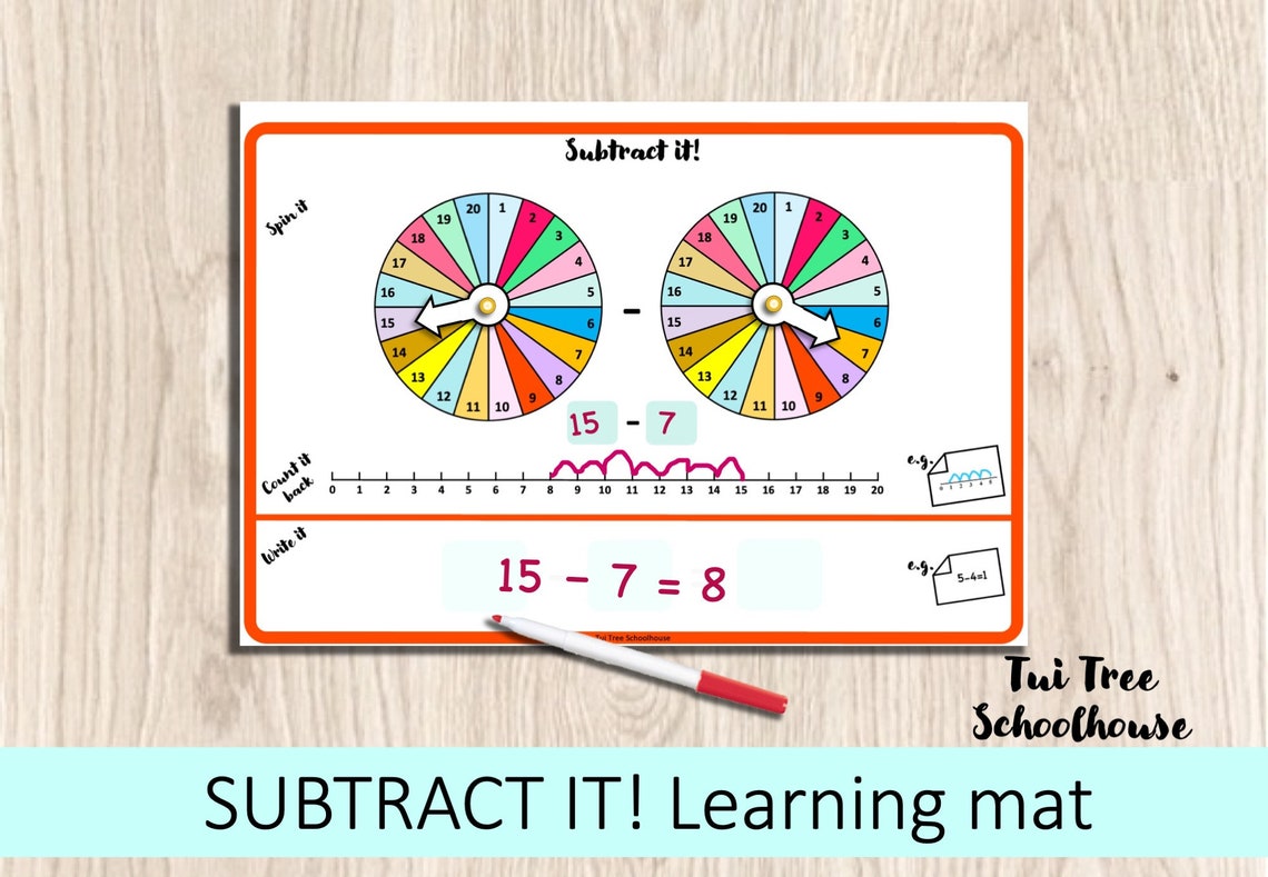 Subtract It Spin Wheel Learning Mat. Subtraction Practice, Math ...