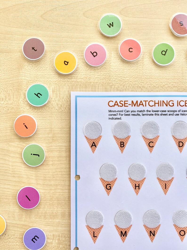 Lowercase and Uppercase Ice-cream Matching Game, Letter Matching ...